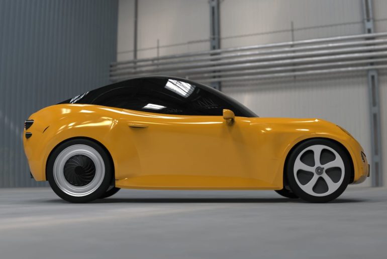 Luca E-Auto wird aus Flachs und PET-Flaschen hergestellt